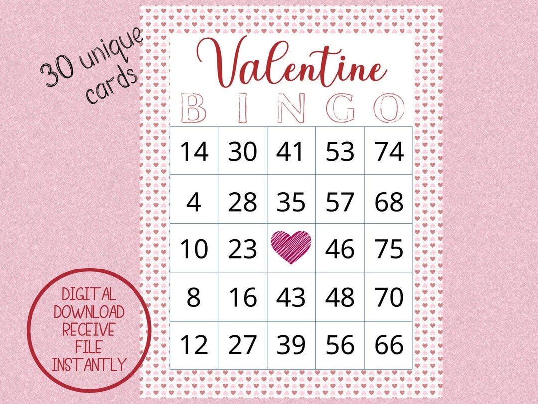 Valentine Bingo | Valentine Printable | Bingo Game | Valentine Game ...