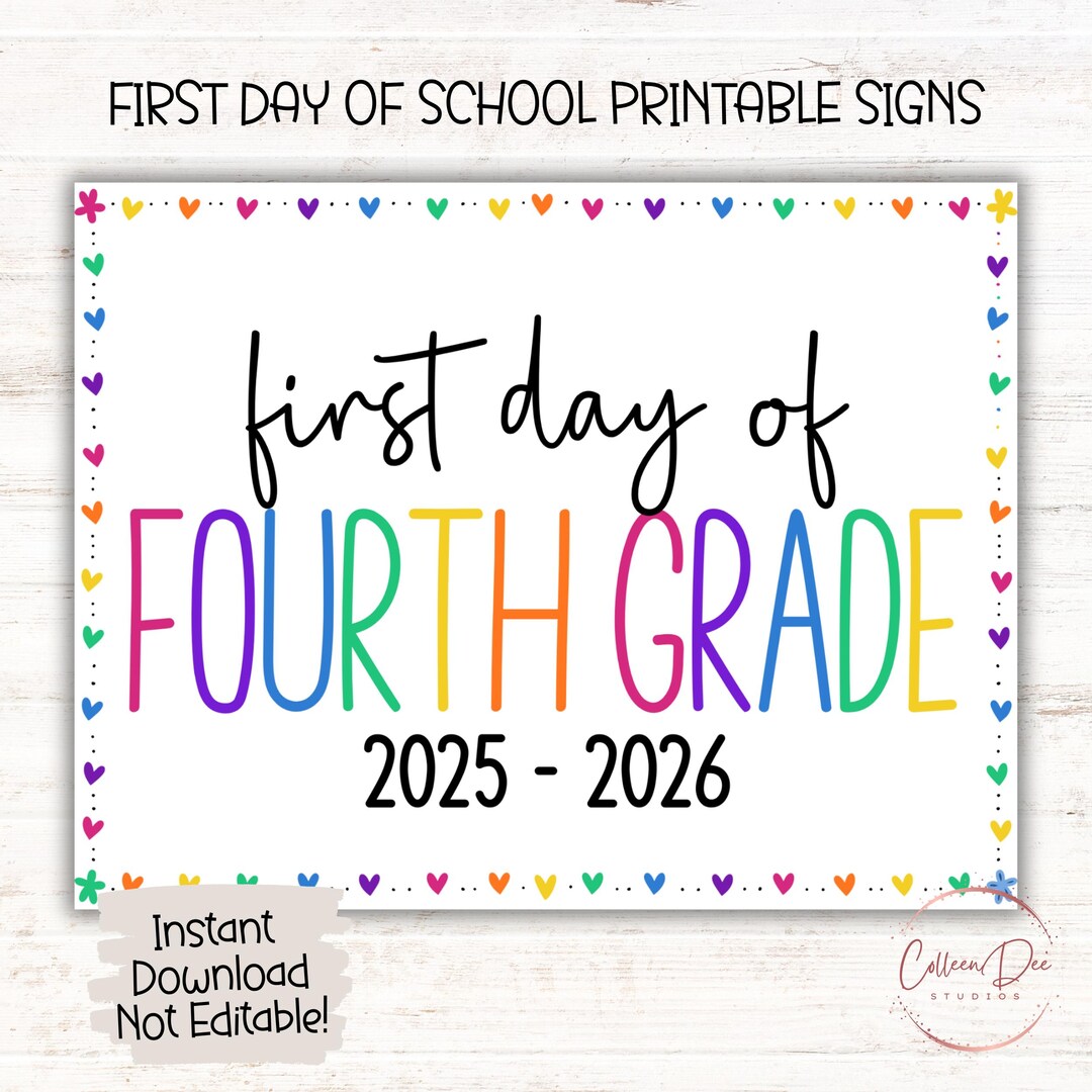 FOURTH GRADE 2025-26 SIGN | 1st Day of Fourth Grade Sign | Start of ...