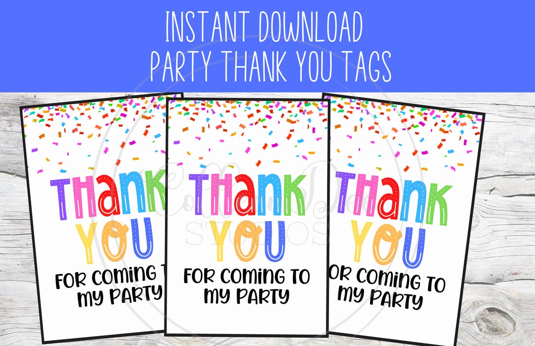 Thank You for Coming to My Party Printable Tag | Thank You Favor Tag ...