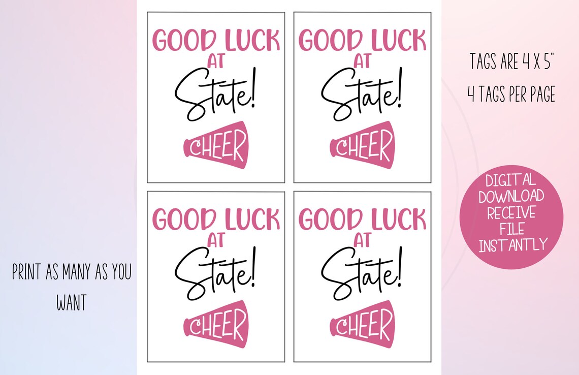 CHEER Good Luck at State Printable Tag Team Good Luck Tag - Etsy