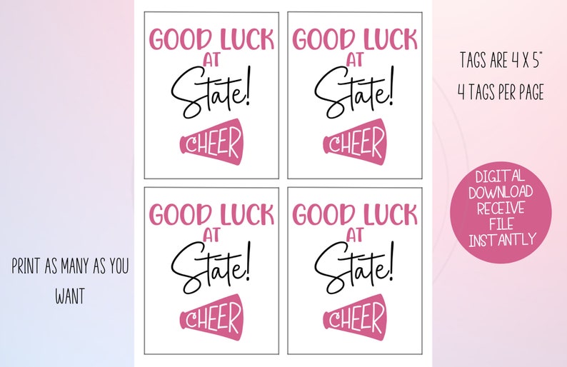 CHEER Good Luck at State Printable Tag Team Good Luck Tag - Etsy