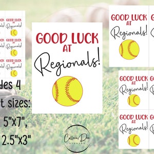 SOFTBALL Good Luck at Regionals! Printable Tag | Team Good Luck ...