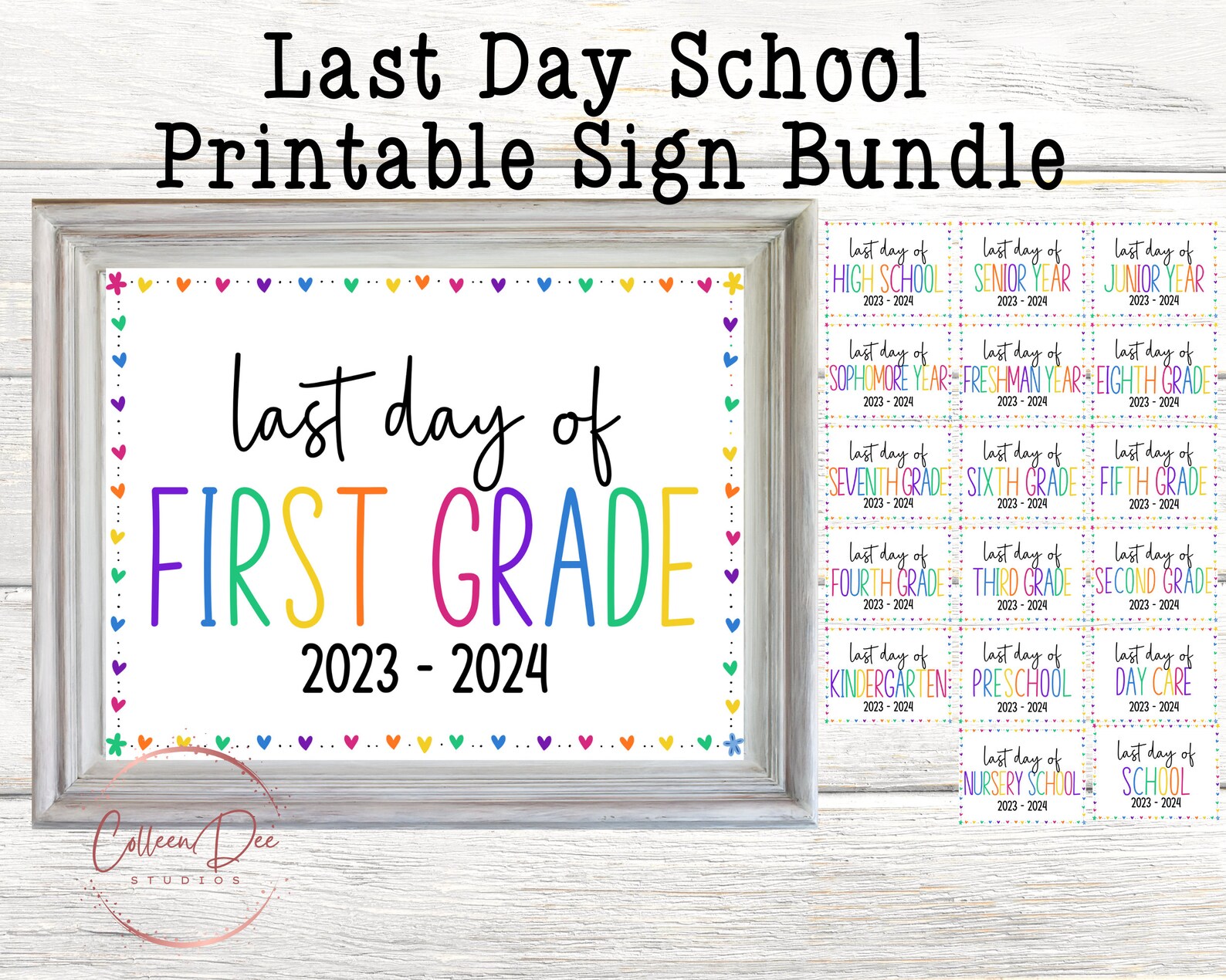 Last Day of School 2023-2024 Sign Bundle Includes 18 Signs 1st 2nd 3rd ...