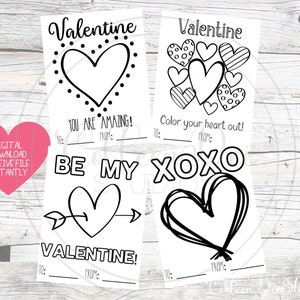 Printable Valentines for Kids | Coloring Valentines | INSTANT DOWNLOAD ...