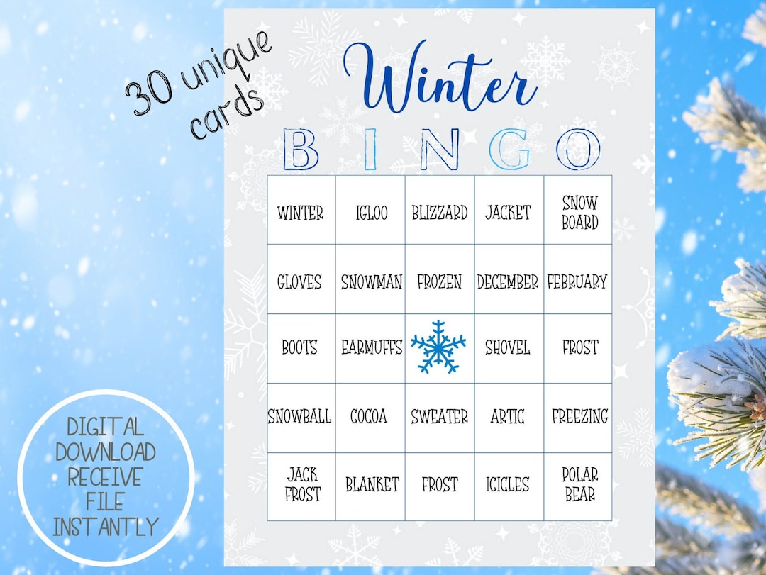 Winter Bingo | Winter Printable | Bingo Game | Winter Game | Digital ...