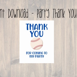 BASEBALL Thank You for Coming to My Party Printable Tag | Thank You Tag ...
