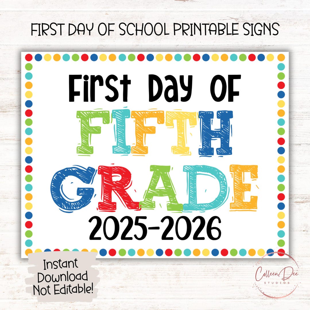 FIFTH GRADE 2025-2026 SIGN | 1st Day of Fifth Grade Sign | Start of ...