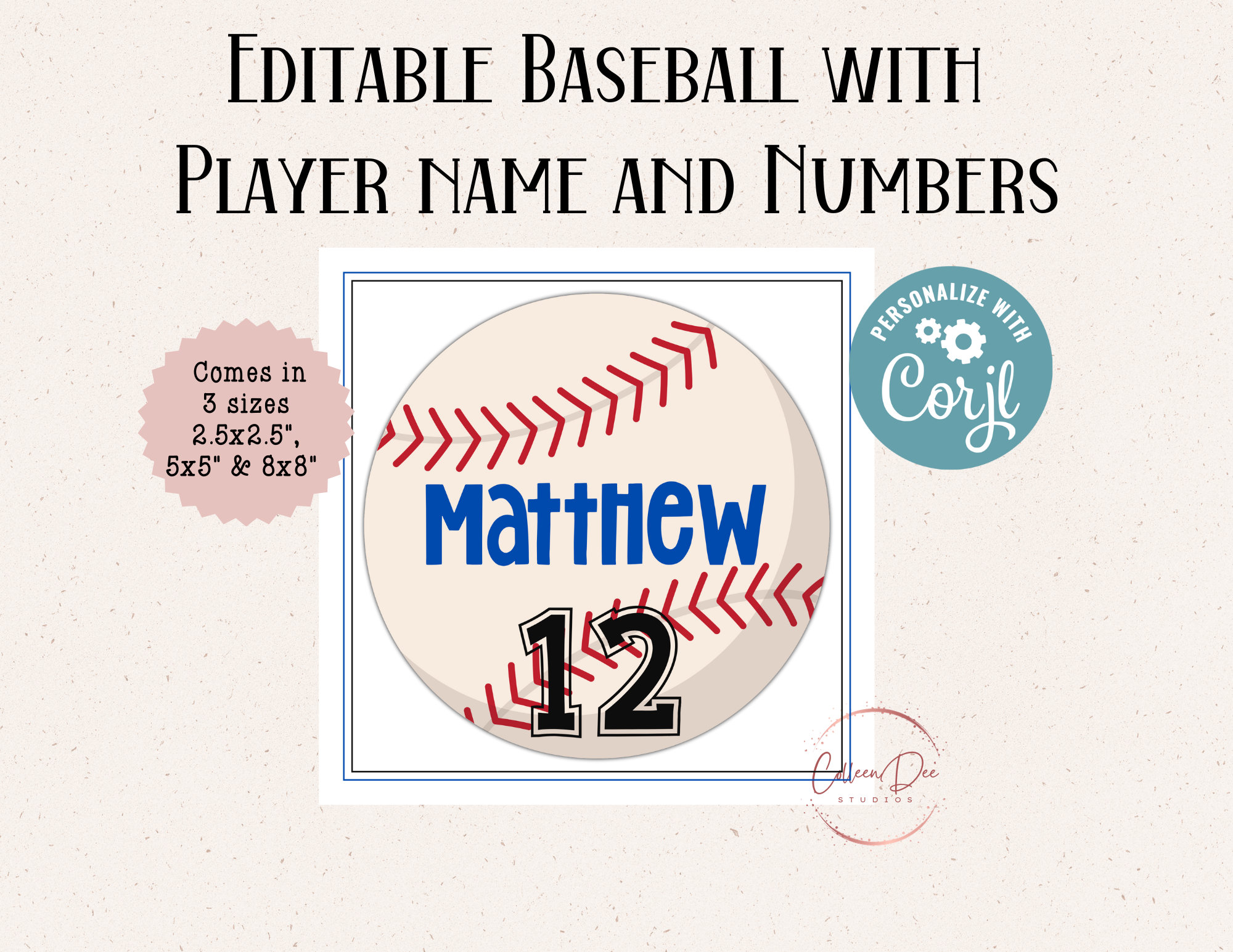 Editable BASEBALL With Athletes Name and Number Baseball Team Edit in ...