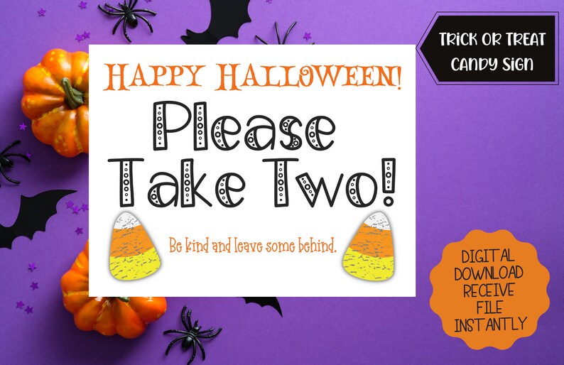 Printable Sign for Halloween Candy Bowl Trick or Treater Sign Instant ...