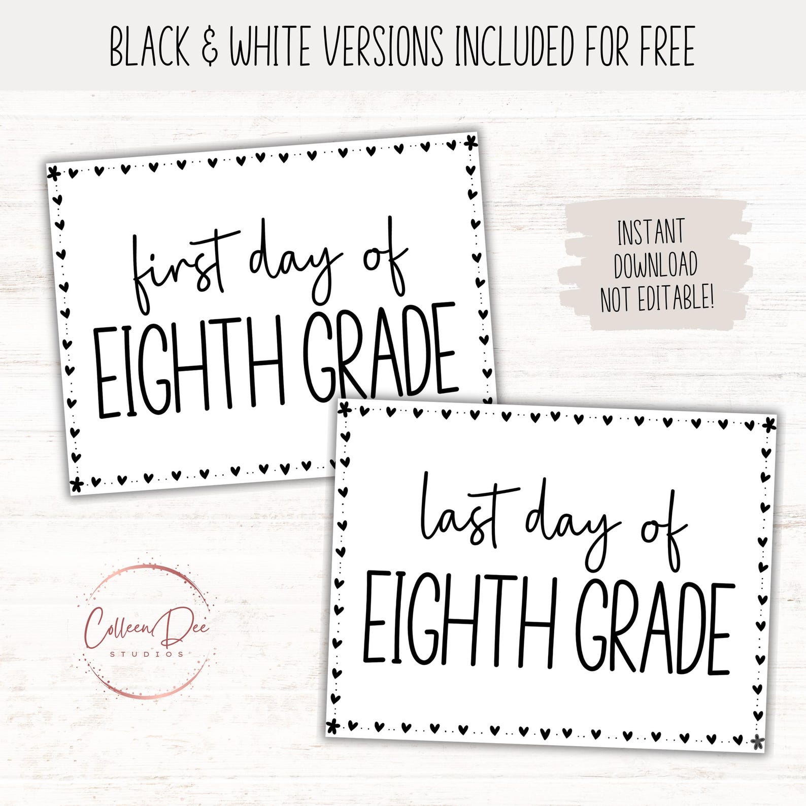 FIRST and LAST Day of EIGHTH Grade Sign Set | 1st Day of 8th Grade ...