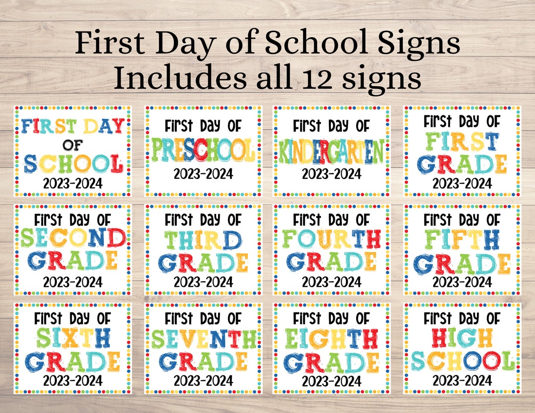 First Day School Printable Sign Bundle Includes Prek 8th Grade, First ...