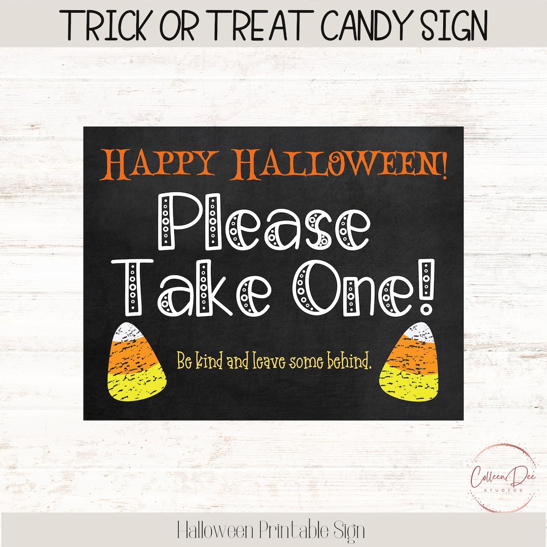 Printable Take One Candy Sign | Halloween Trick or Treat Sign | Instant ...