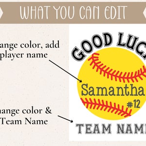 Editable Softball Good Luck Printable Sign | Softball Team Good Luck ...