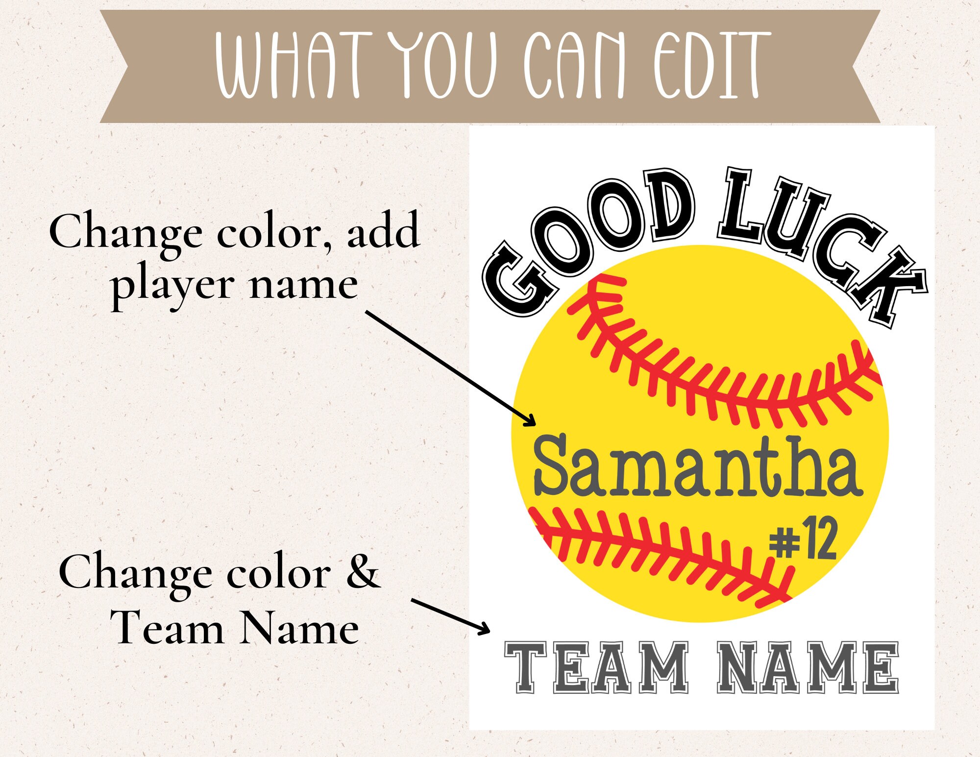Editable Softball Good Luck Printable Sign Softball Team - Etsy