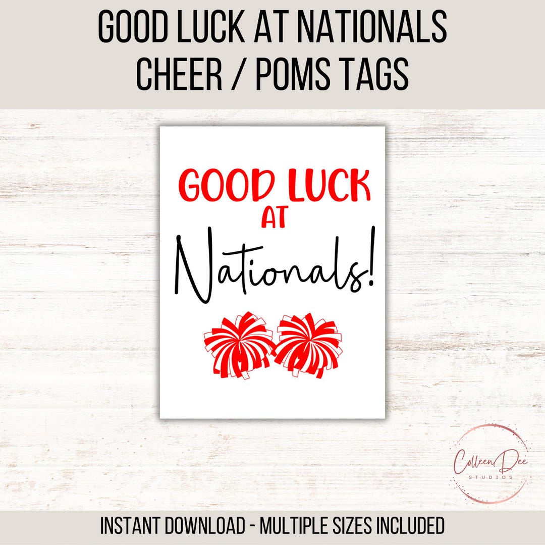 CHEER POM POMS Good Luck at Nationals! Printable Tag | Team Good Luck ...