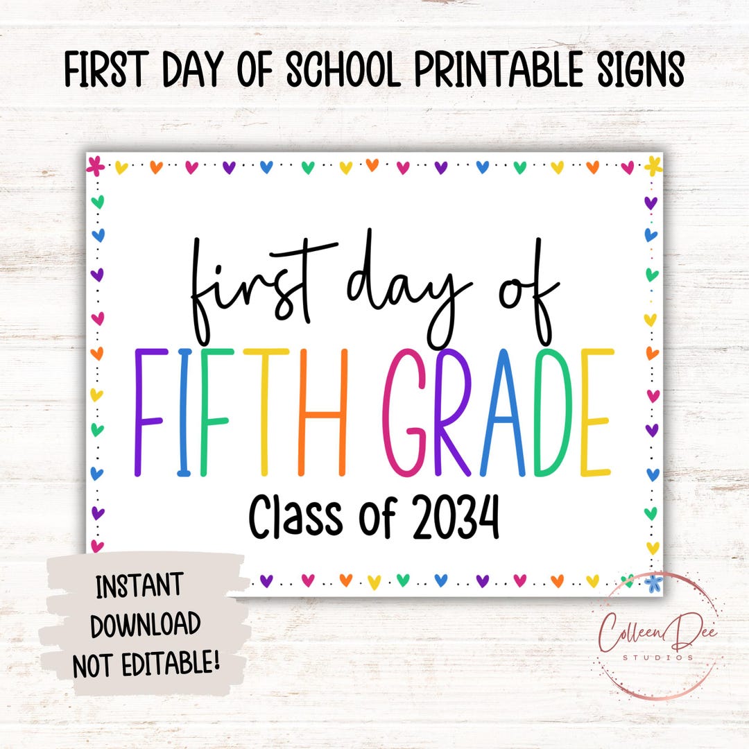 First Day of FIFTH GRADE Class 2034 SIGN | Start of School Sign ...