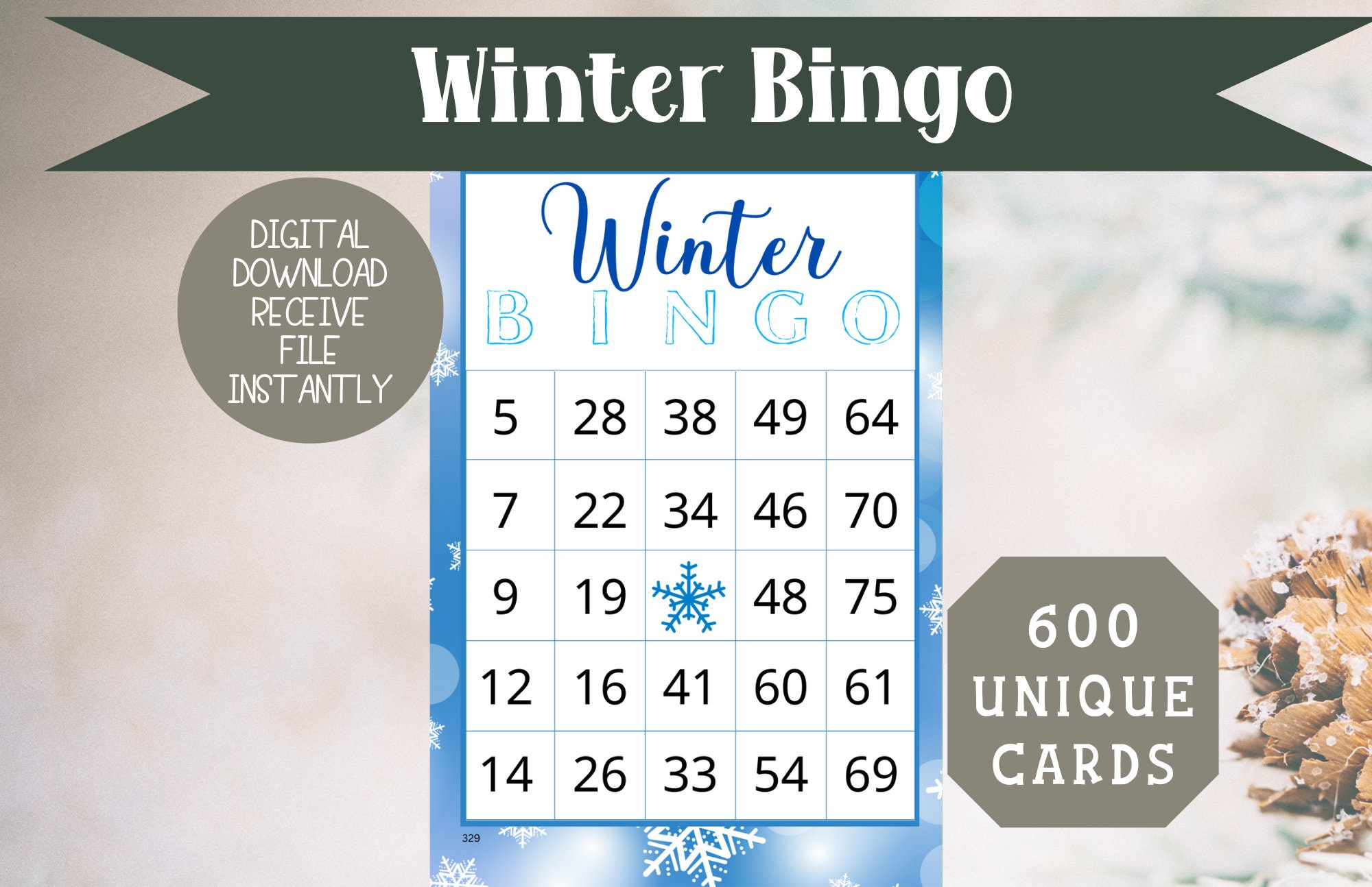 Winter Bingo 600 Cards | Winter Printable | Bingo Game | School Game ...