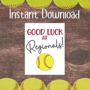 SOFTBALL Good Luck at Regionals! Printable Tag | Team Good Luck ...