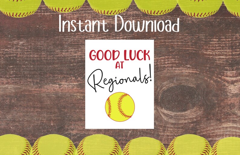 SOFTBALL Good Luck at Regionals Printable Tag Team Good - Etsy