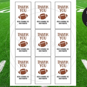 Football Thank You for Coming to My Party Printable Tag Thank - Etsy