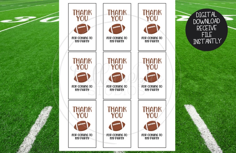 Football Thank You for Coming to My Party Printable Tag Thank - Etsy