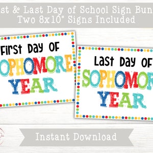 FIRST and LAST Day of SOPHOMORE Year Sign Set 1st Day of 10th Grade ...