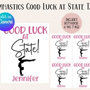 Editable Gymnastics Good Luck State Printable Tag Gymnastics - Etsy