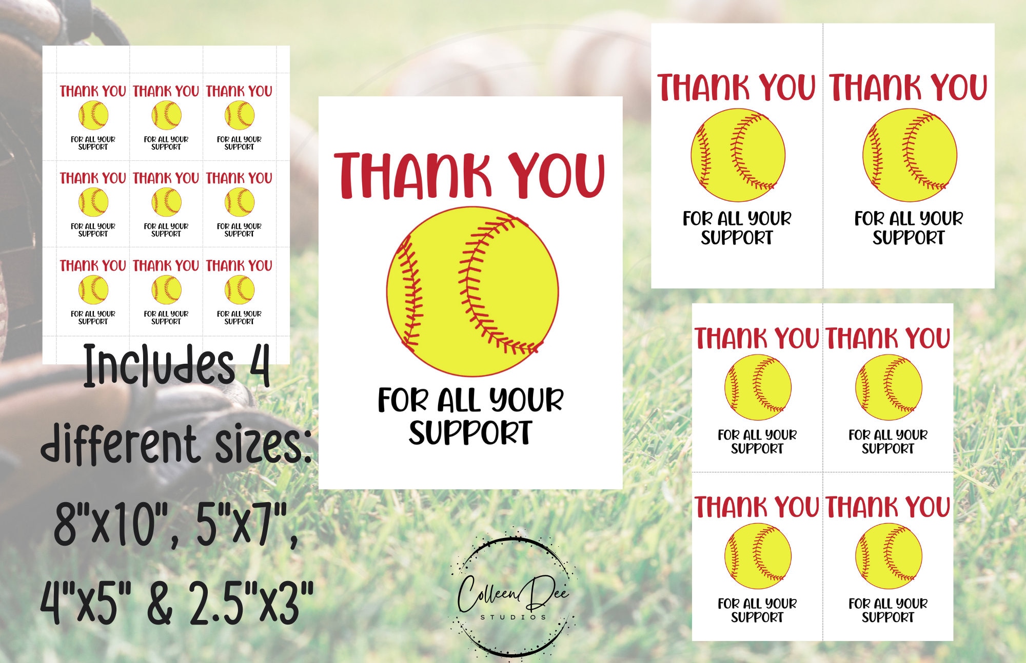 Softball Thank You for All Your Support Printable Tag Thank - Etsy