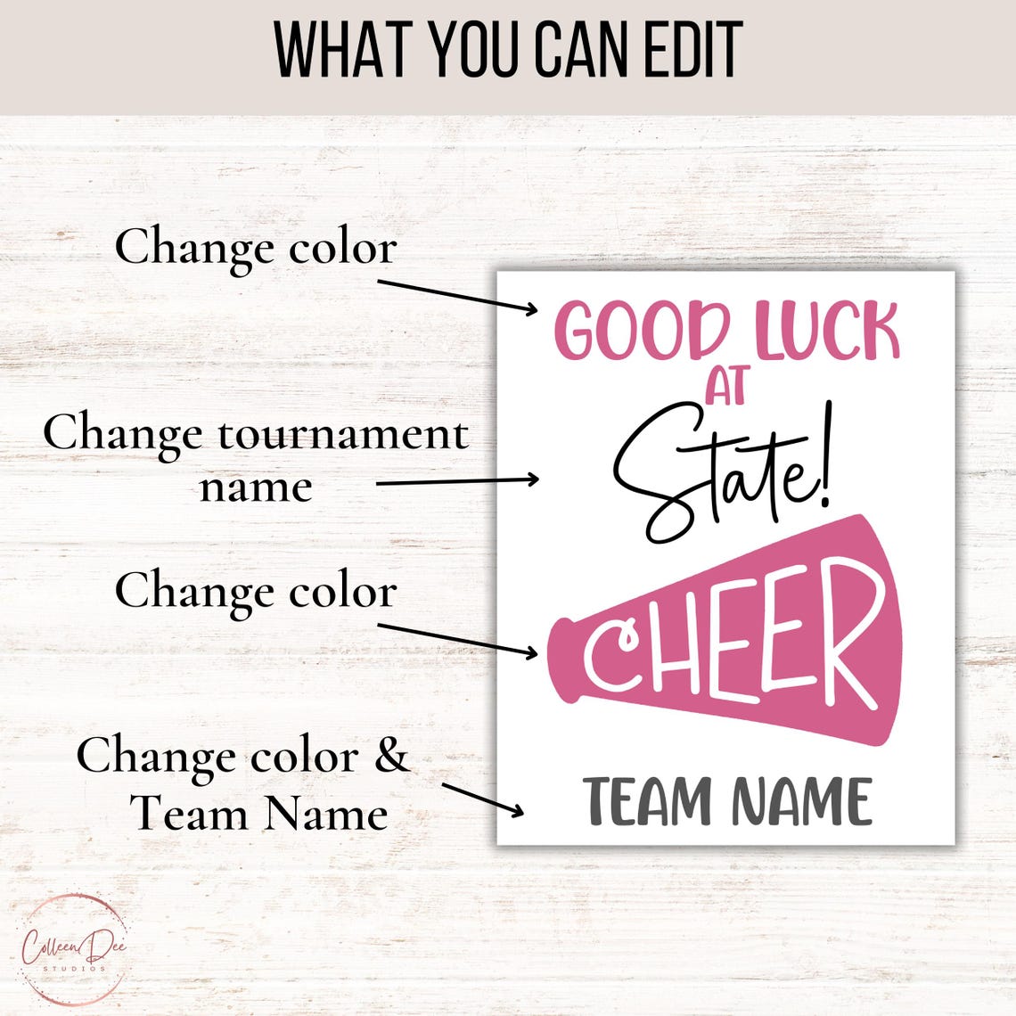 Editable CHEER Good Luck at State Printable Tag | Cheerleading Team ...