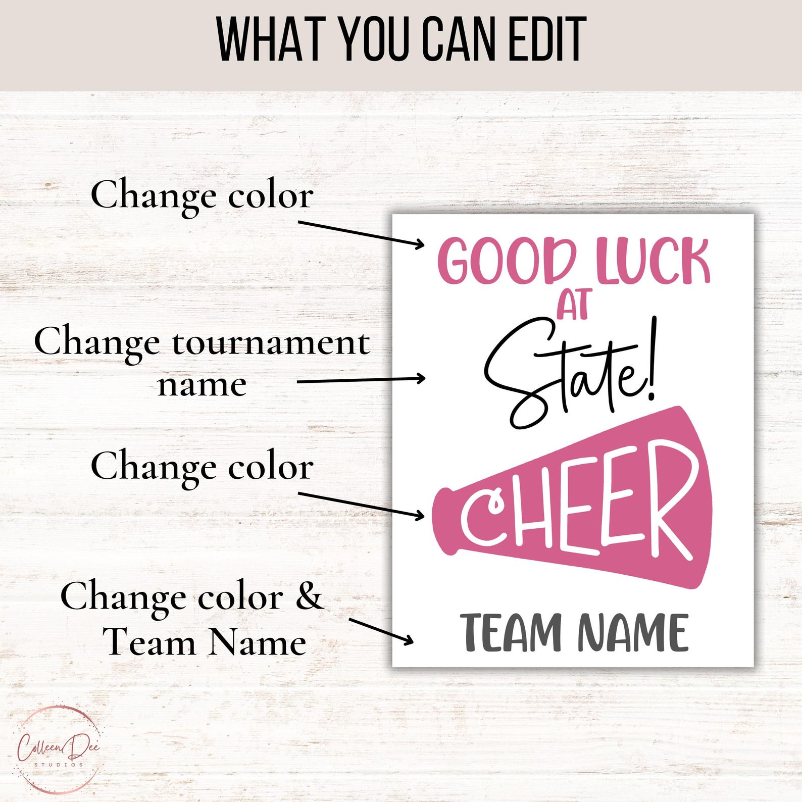 Editable CHEER Good Luck at State Printable Tag | Cheerleading Team ...