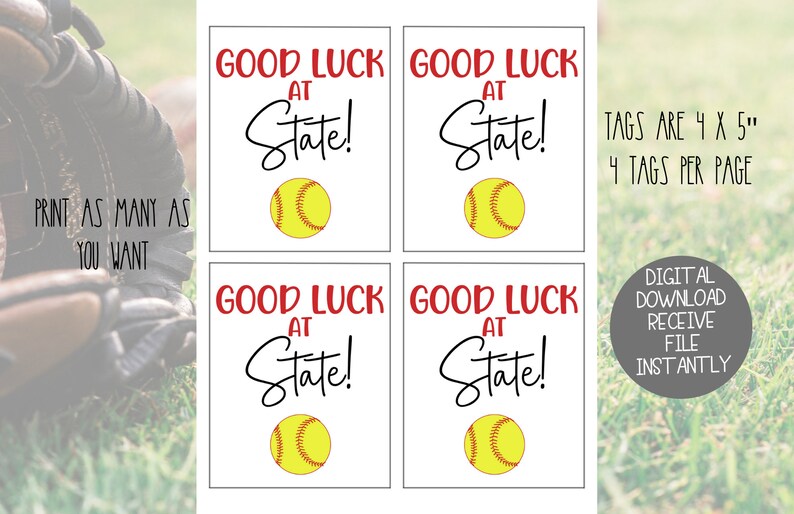 SOFTBALL Good Luck at State Printable Tag Team Good Luck - Etsy