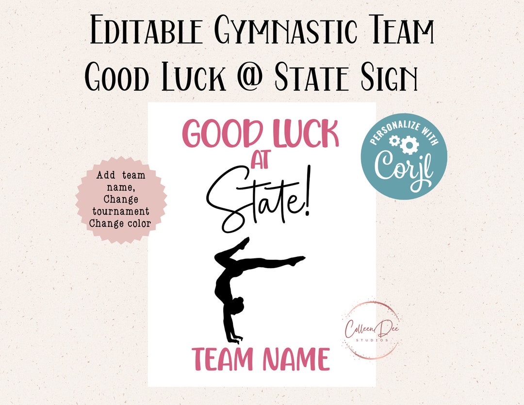 Editable Gymnastics Good Luck State Printable Tag | Gymnastics Team ...