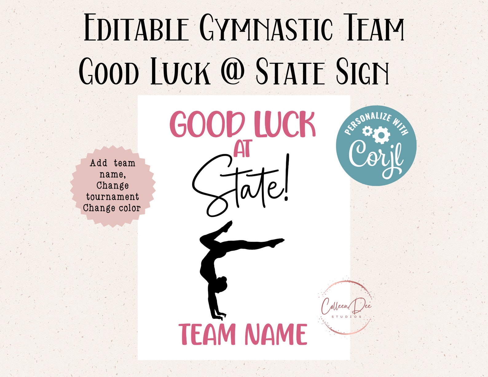 Editable Gymnastics Good Luck State Printable Tag | Gymnastics Team ...