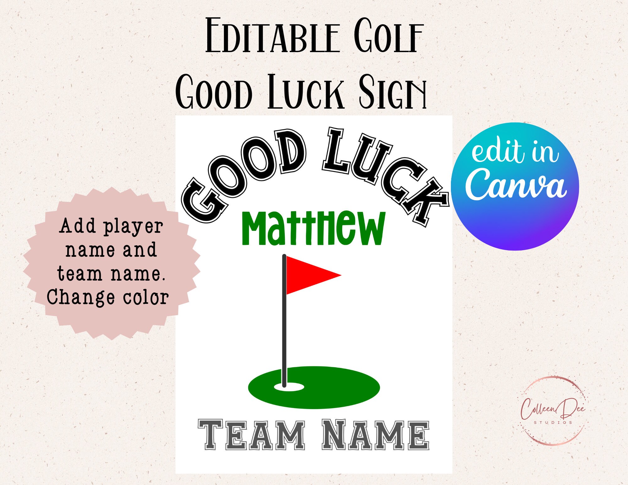 Editable Golf Good Luck Printable Sign Golf Team Good Luck - Etsy Canada