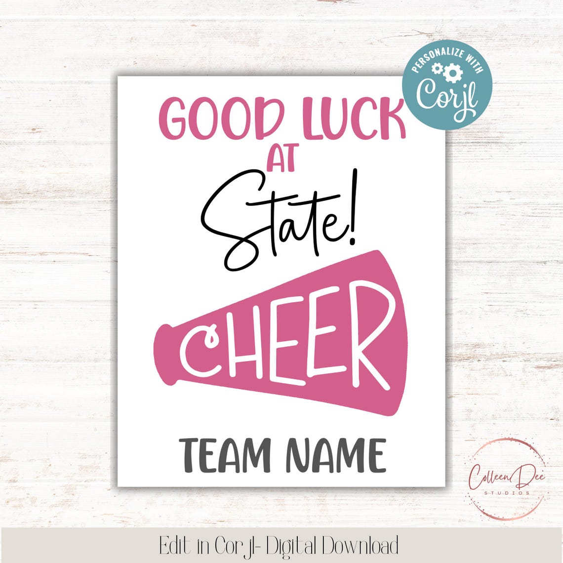 Editable CHEER Good Luck at State Printable Tag | Cheerleading Team ...
