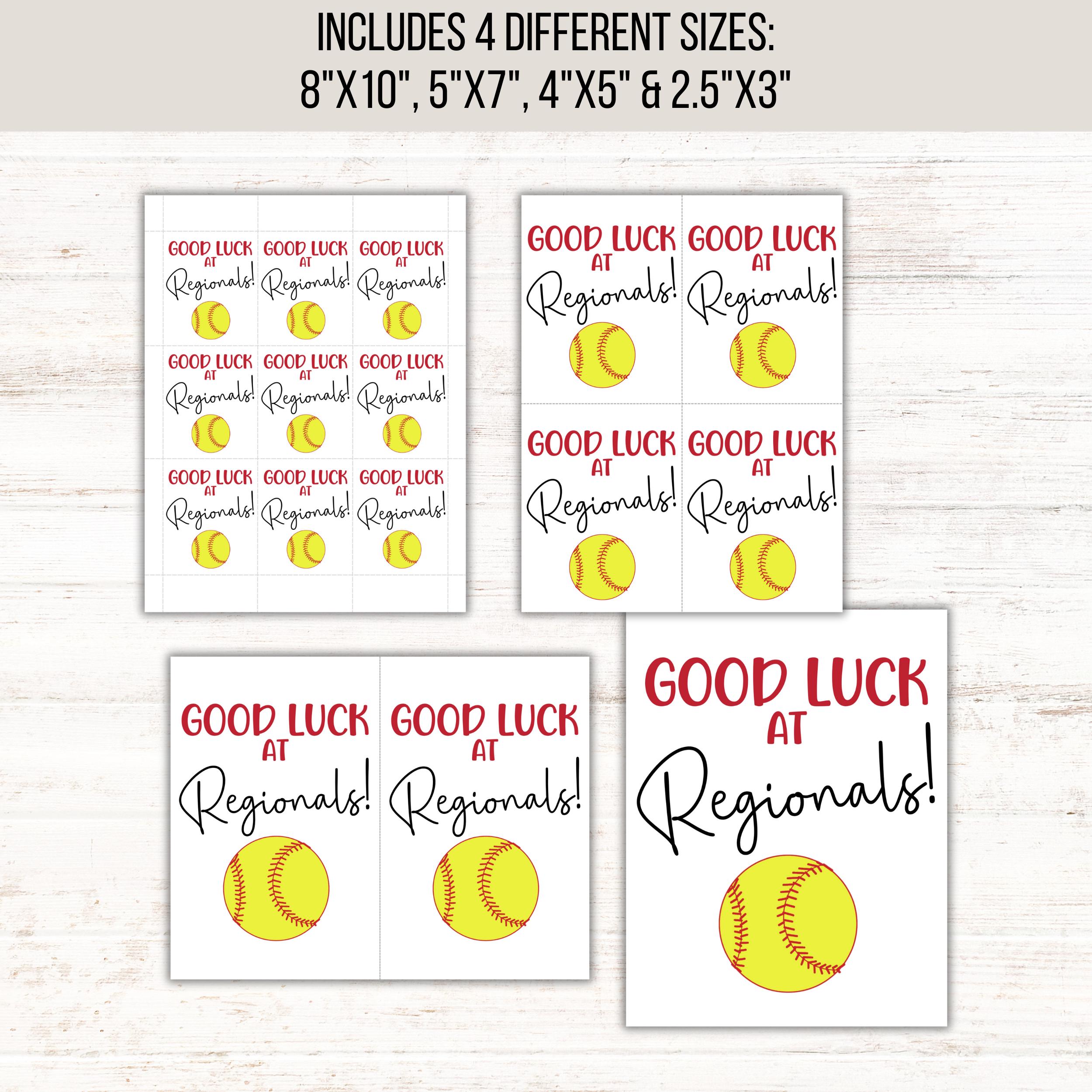 SOFTBALL Good Luck at Regionals! Printable Tag | Team Good Luck ...