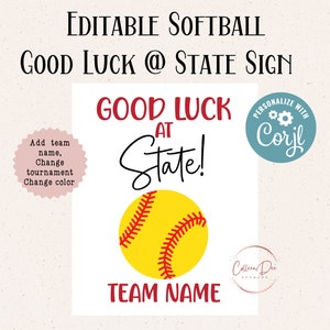 Editable SOFTBALL Good Luck at State Printable Tag | Softball Good Luck ...