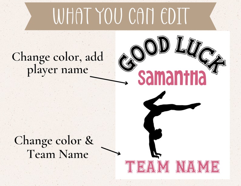 Editable Gymnastics Good Luck Printable Sign | Gymnastics Team Good ...