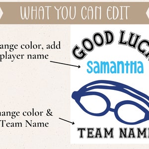 Editable Swim Dive Good Luck Printable Sign | Swim Team Good Luck ...