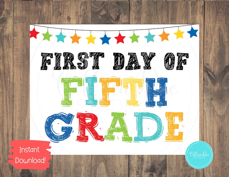 FIFTH GRADE SIGN First Day of 5th Grade Sign Start School - Etsy