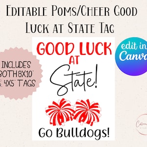 Editable Poms Cheer Good Luck State Printable Tag Poms Cheer - Etsy