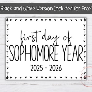 Sophomore Year 2025-2026 SIGN | 1st Day of 10th Grade Sign | Start ...