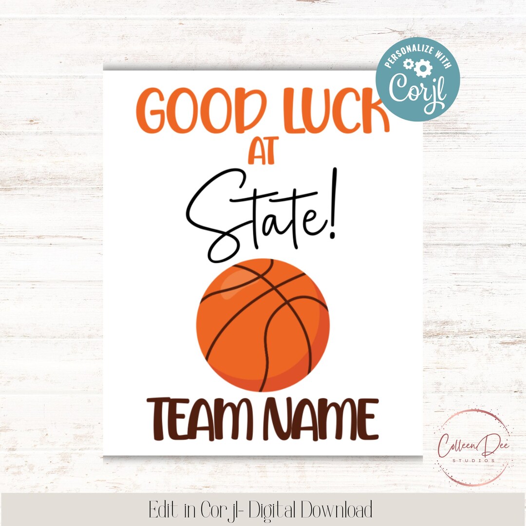 Editable Basketball Good Luck State Printable Tag | Basketball Team ...