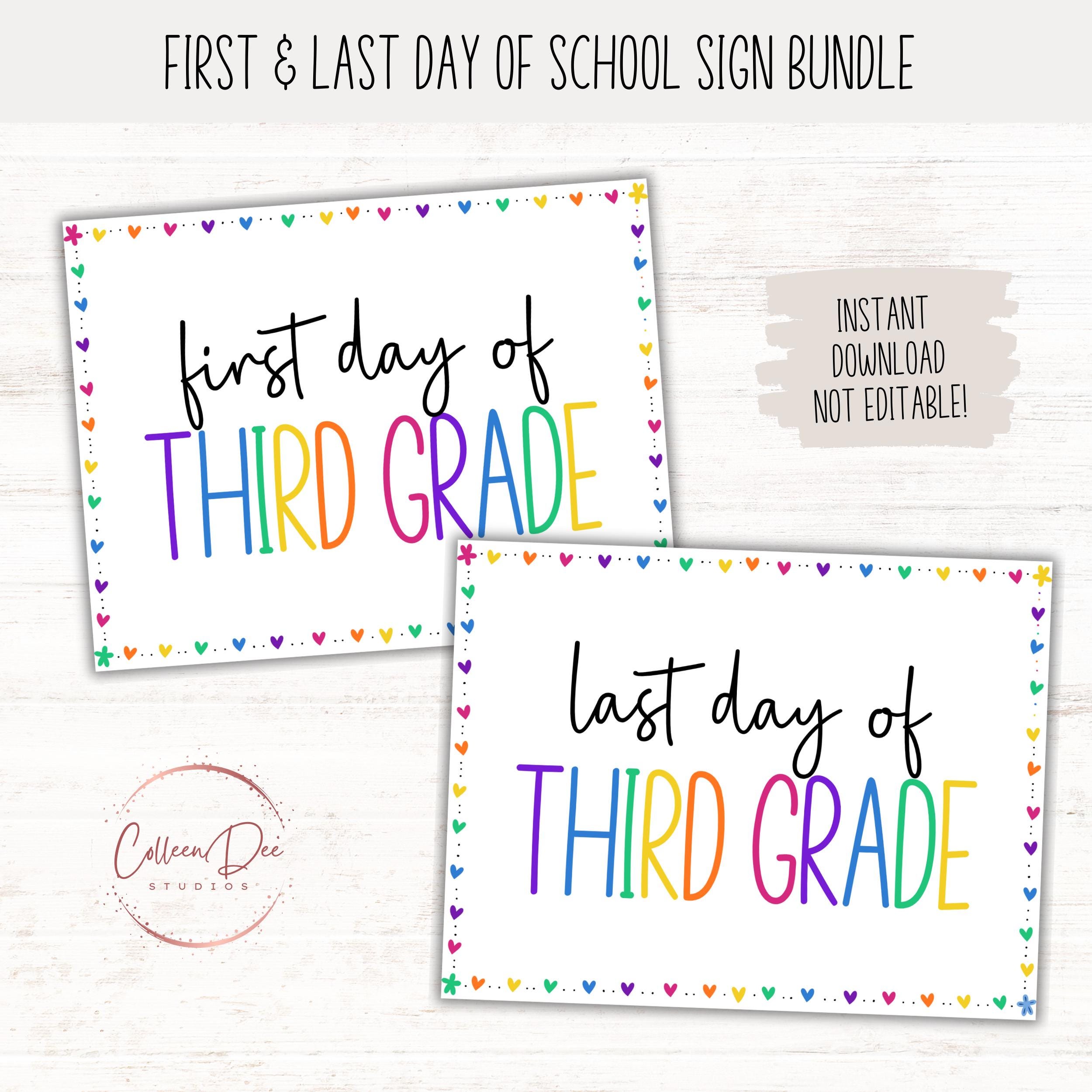 FIRST and LAST Day of THIRD Grade Sign Set | 1st Day of 3rd Grade ...