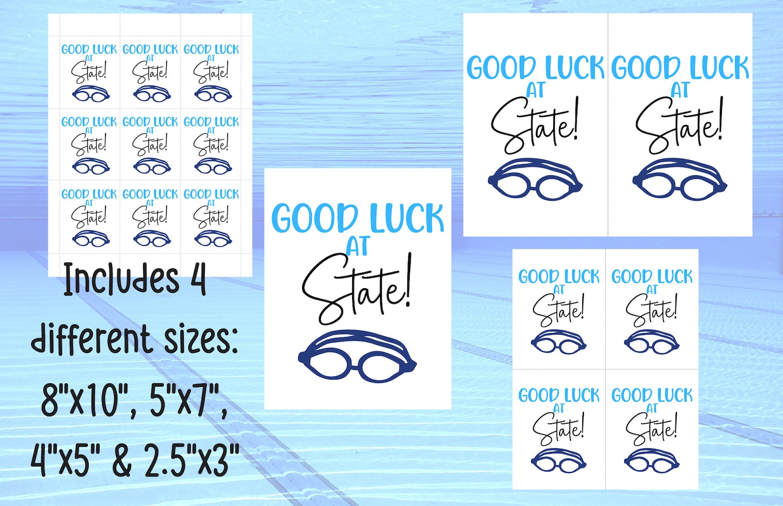 Swimming Good Luck at State Printable Tag Team Good Luck Tag - Etsy