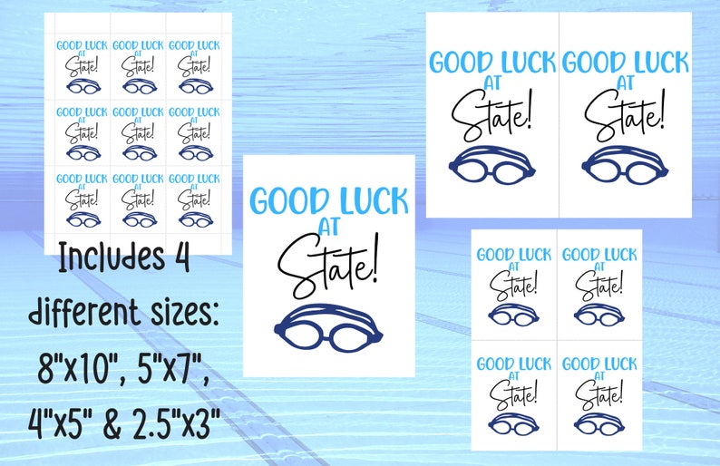 Swimming Good Luck at State Printable Tag Team Good Luck Tag - Etsy