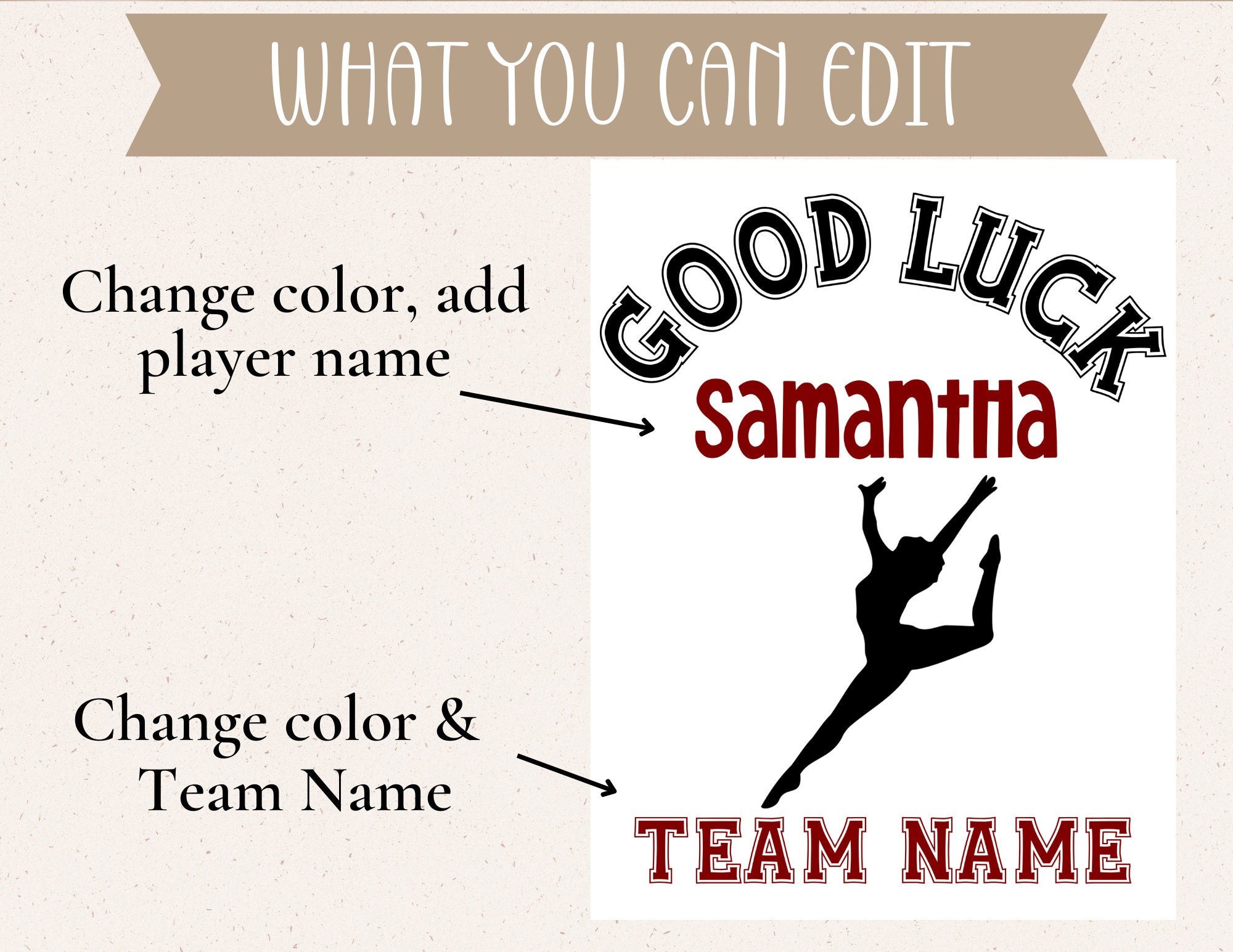 Editable Dance Good Luck Printable Sign Dance Team Good Luck Edit in ...
