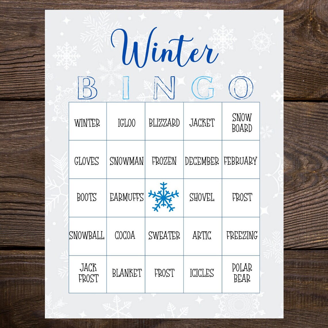 Winter Bingo Winter Printable Bingo Game Winter Game - Etsy