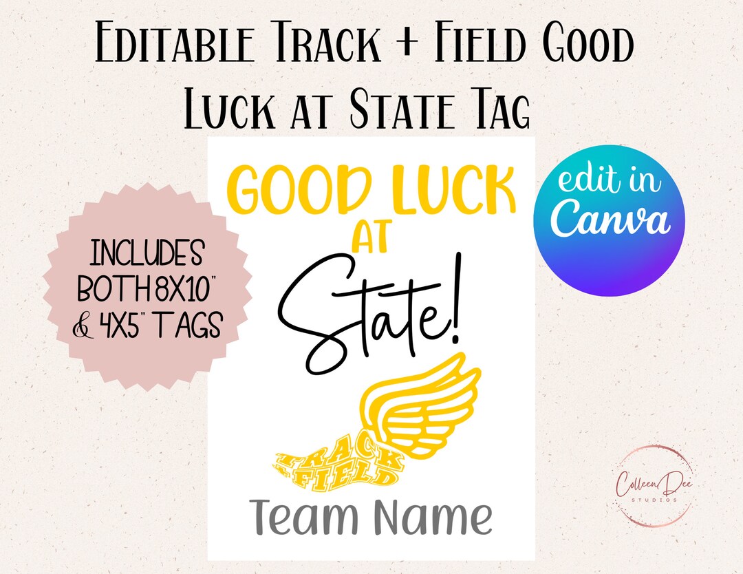 Editable TRACK Good Luck at State Printable Tag Track & - Etsy