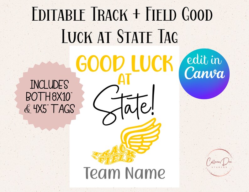 Editable TRACK Good Luck at State Printable Tag Track & - Etsy